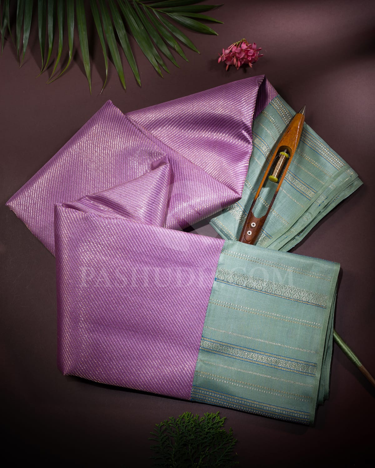 Lavender & Teal Kanjivaram Silk Saree-S1449(A) – Pashudh Sarees